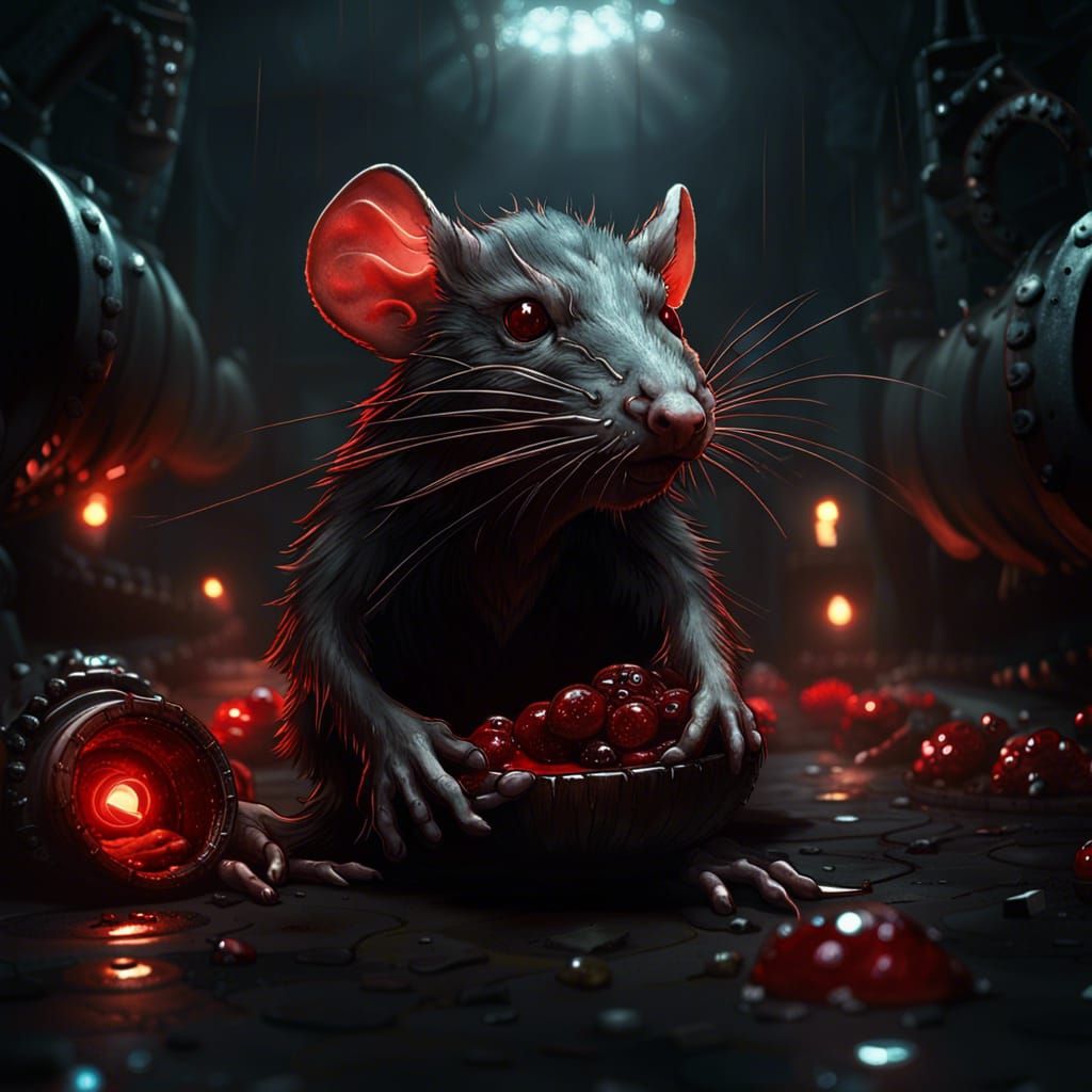 rats with red eyes inside the sewers eating - AI Generated Artwork ...