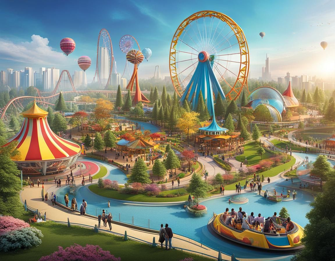 Utopian Theme Park in Utopian World - AI Generated Artwork - NightCafe Creator