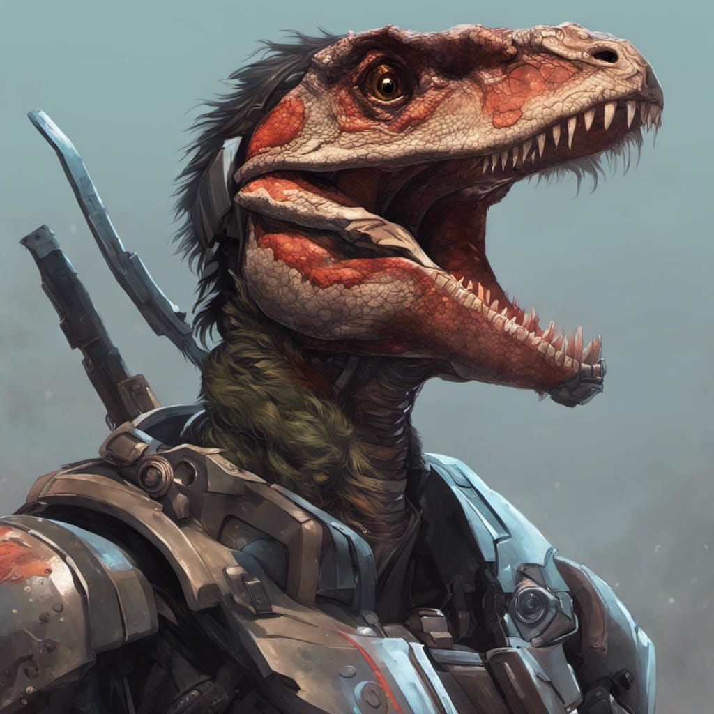 hybrid between velociraptor without feathers and a human in humanoid ...