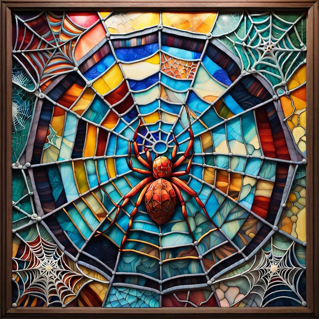 Stained glass Spider web - AI Generated Artwork - NightCafe Creator