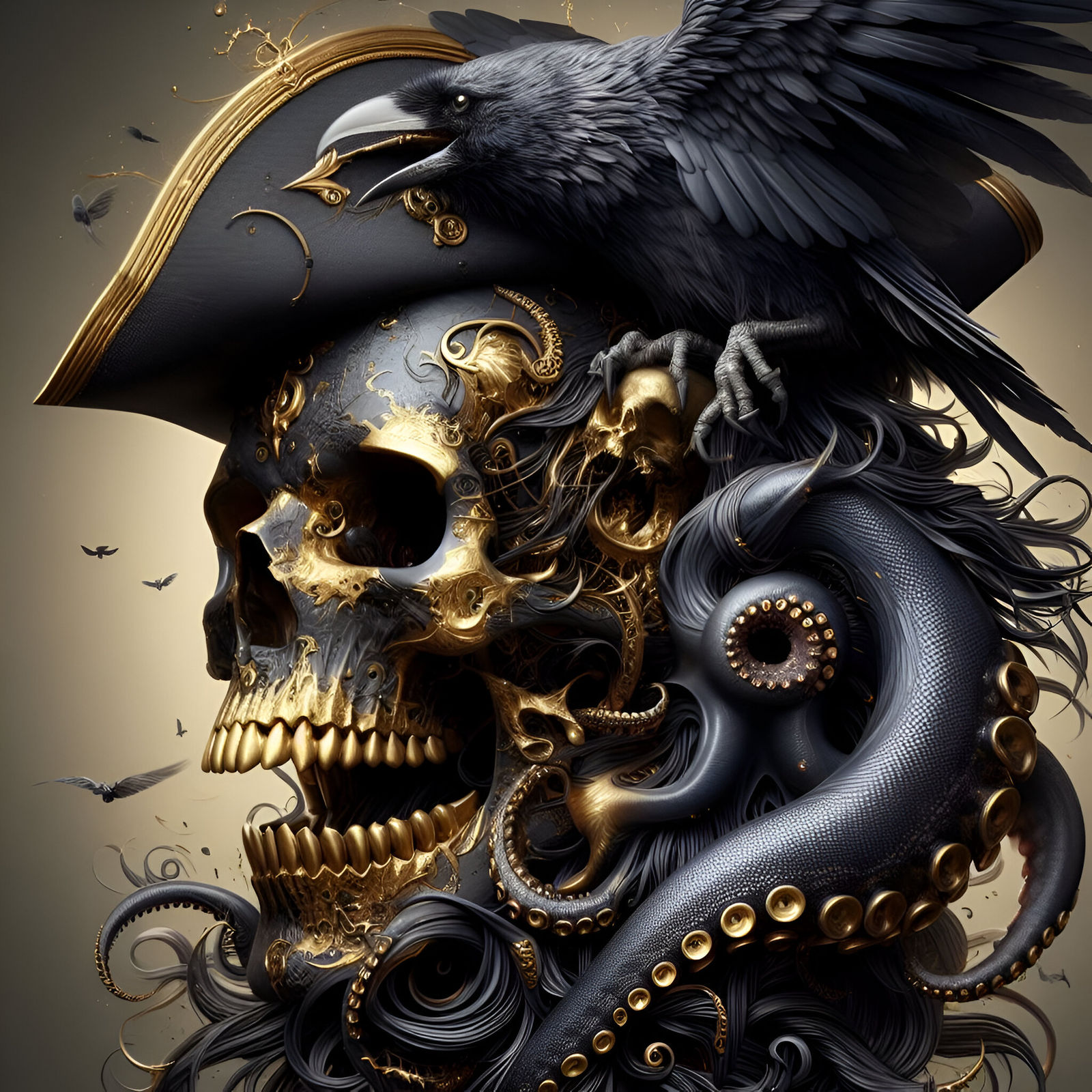 Gold Skull - Pirate - AI Generated Artwork - NightCafe Creator