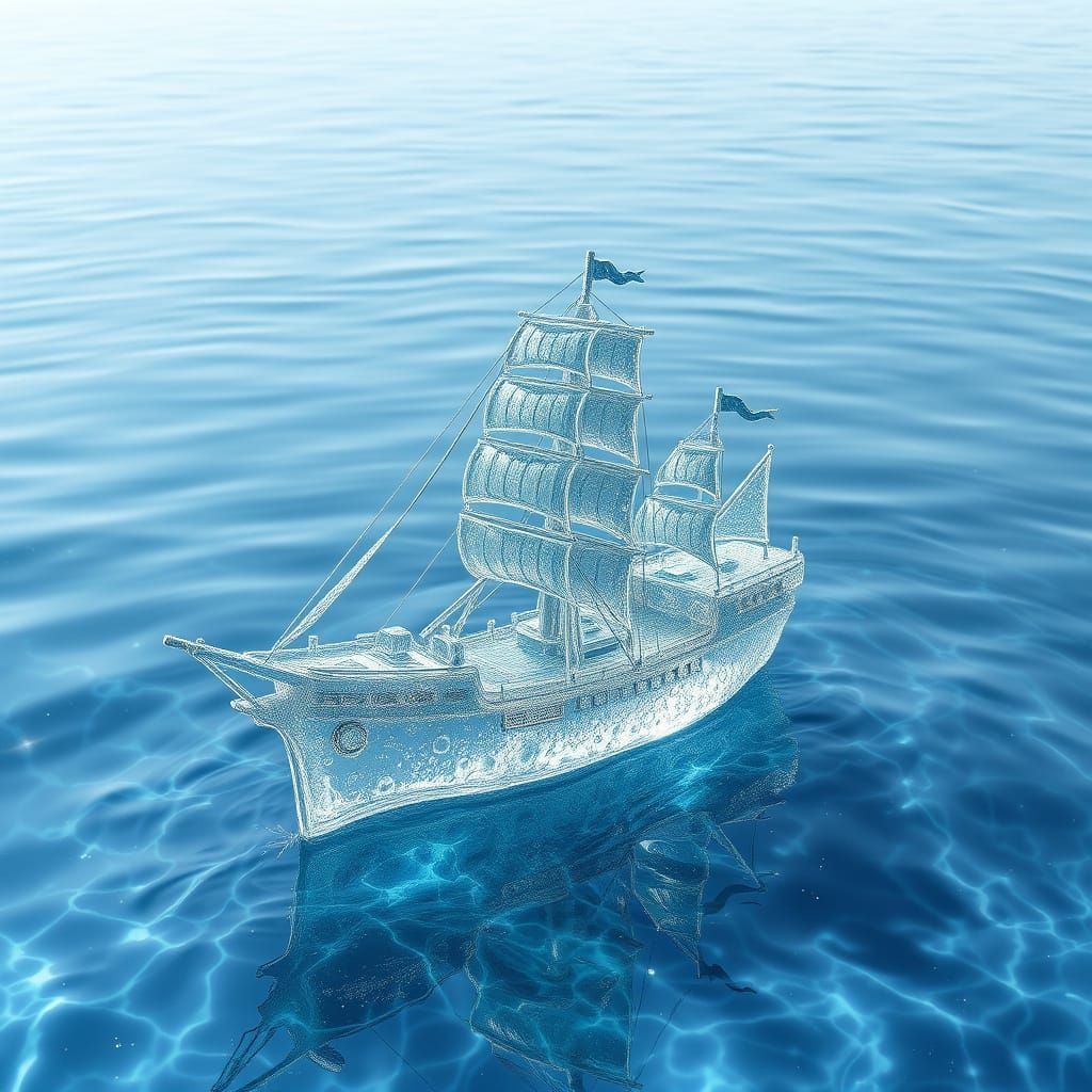 a frigate boat - Crystal Frigate Boat Glides on the Ocean Su...