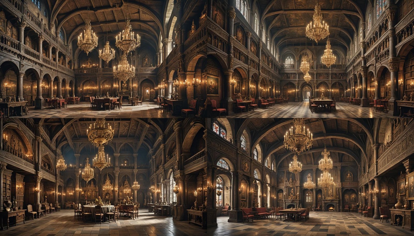 Intriguing scenes showcasing the dimly lit chambers of medieval lairs ...