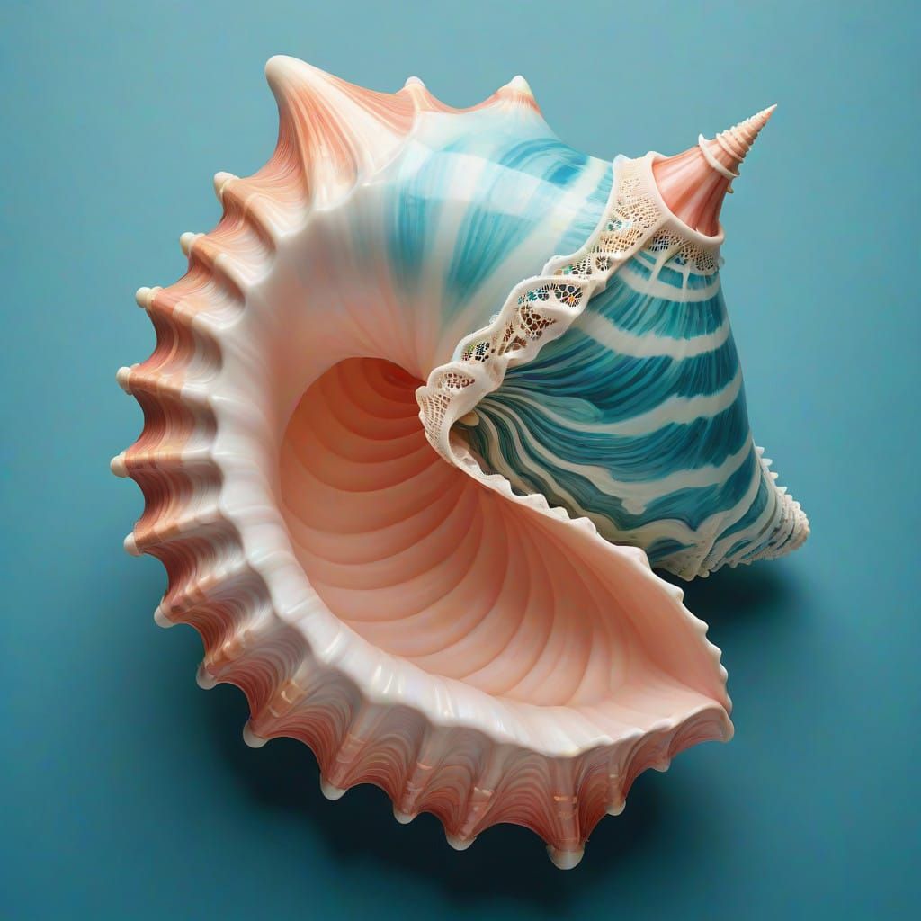 Conch Shell - Majestic Conch Shell in Vibrant Tropical Hues