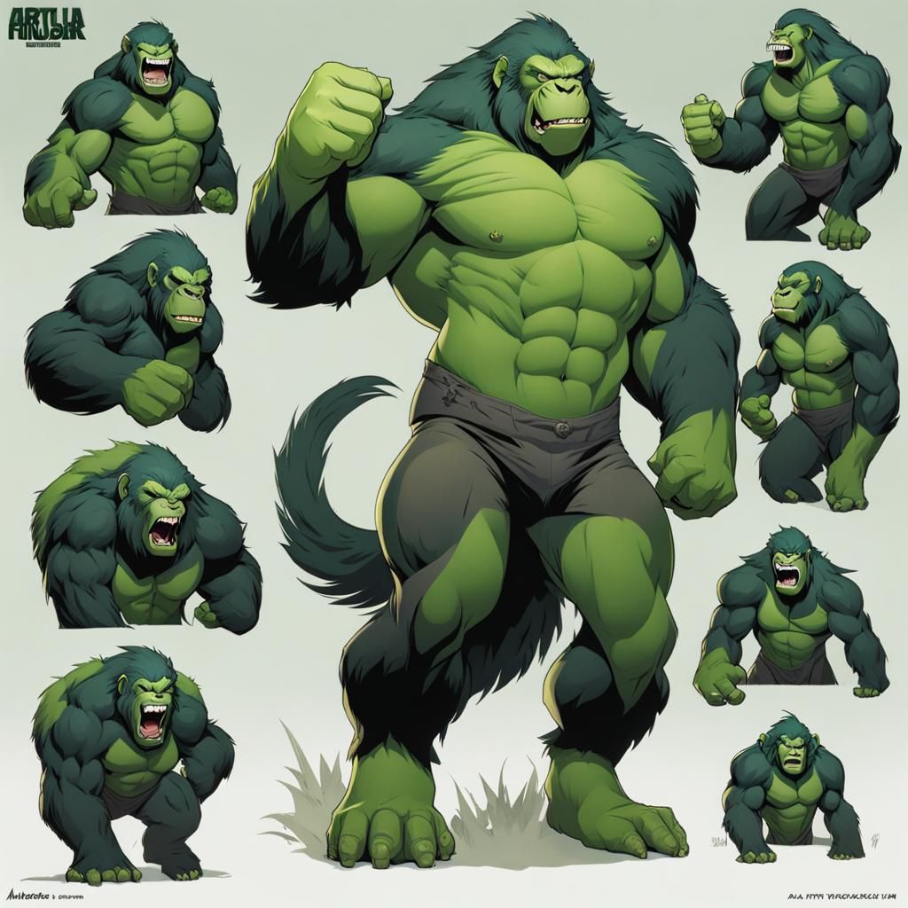 Character design of 🦍 + hulk - AI Generated Artwork - NightCafe Creator