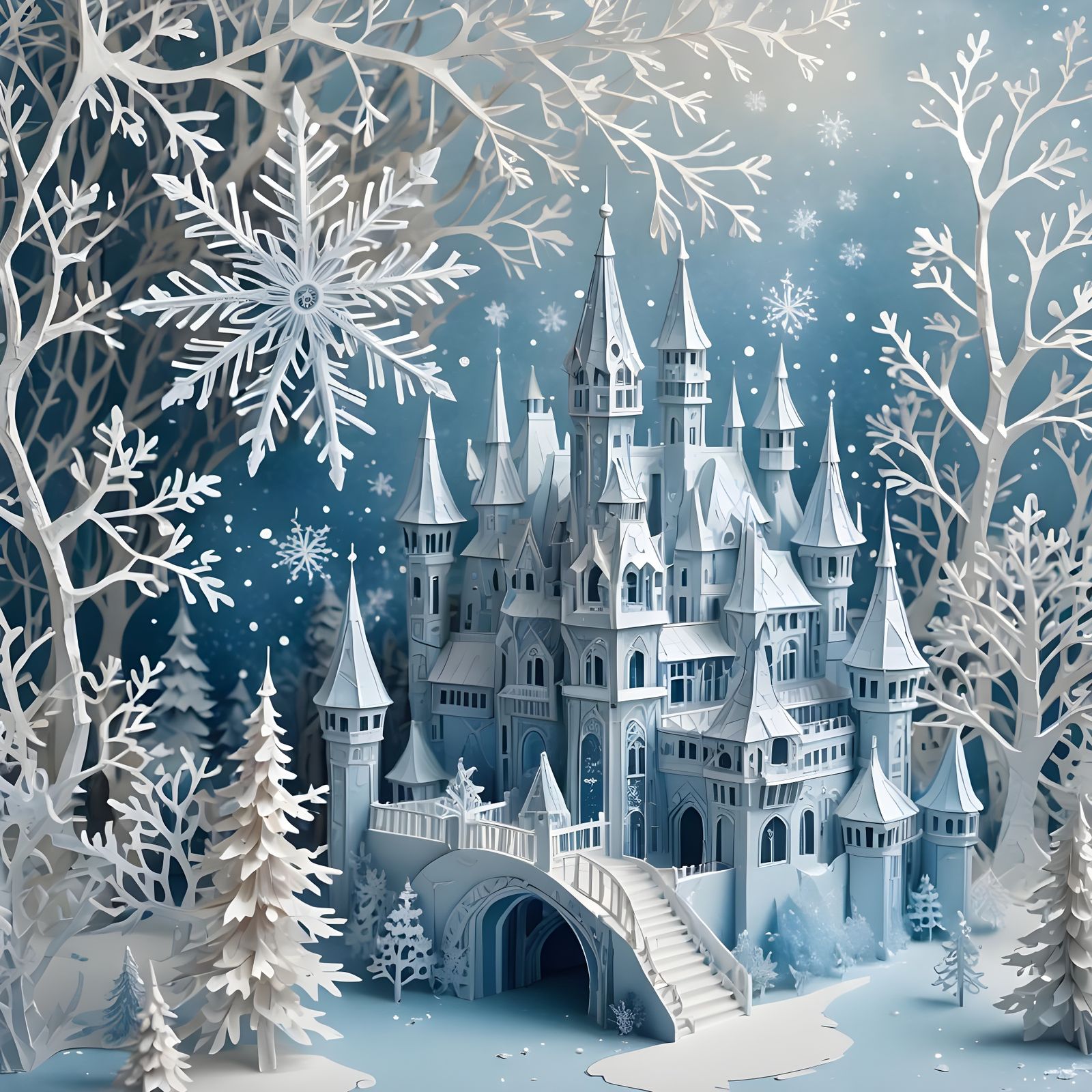 papercraft winter castle - Winter Wonderland Papercraft Cast...