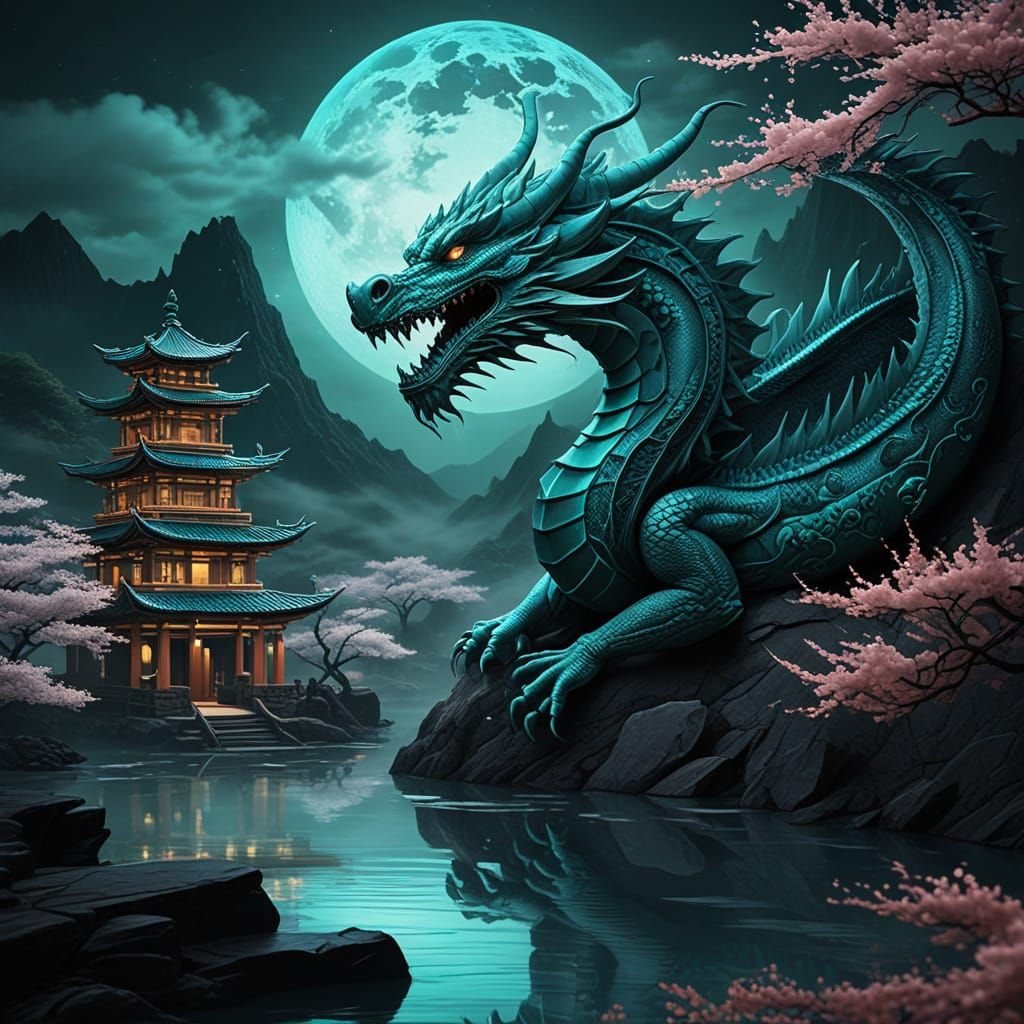 Turquoise Dragon - Turquoise Dragon Coils Through Misty Asia...
