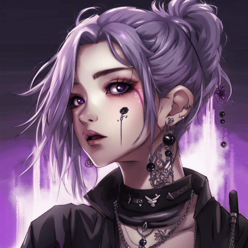 Purple Goth Chick (evolved anime) - AI Generated Artwork - NightCafe ...