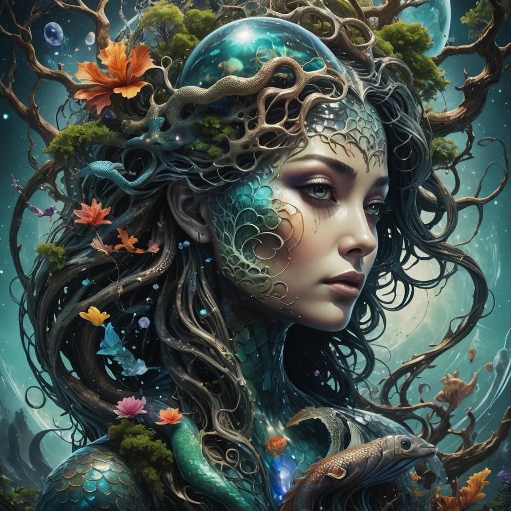 Human merging with cyborg and nature - AI Generated Artwork - NightCafe ...