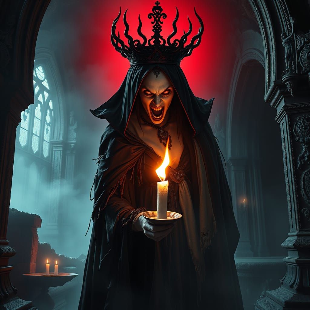 Spectral Vampire Queen in Tattered Velvet Regalia ... - AI Art