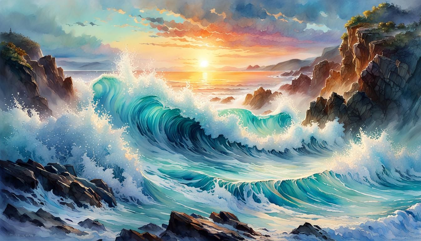 Ocean Waves - AI Generated Artwork - NightCafe Creator