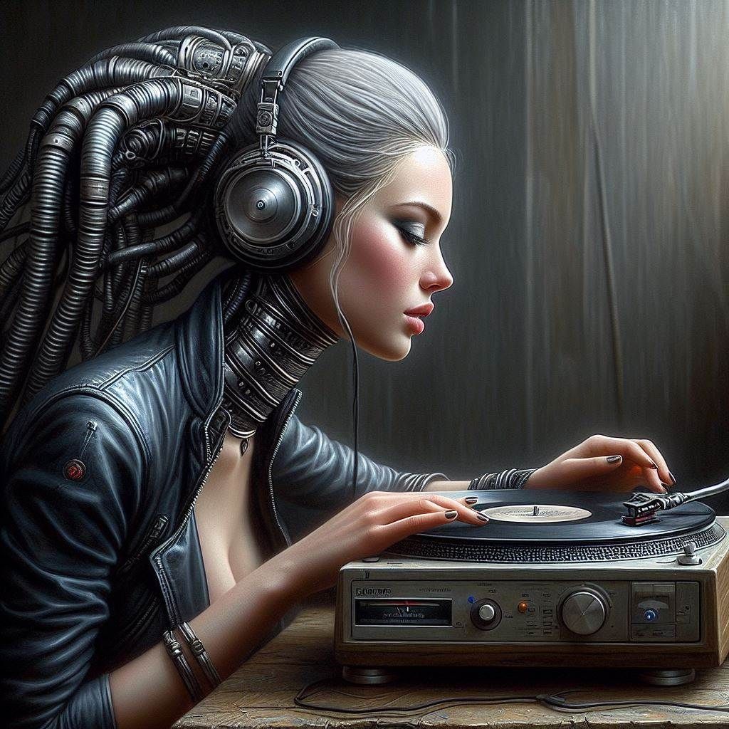 woman with vinyl record... - AI Generated Artwork - NightCafe Creator