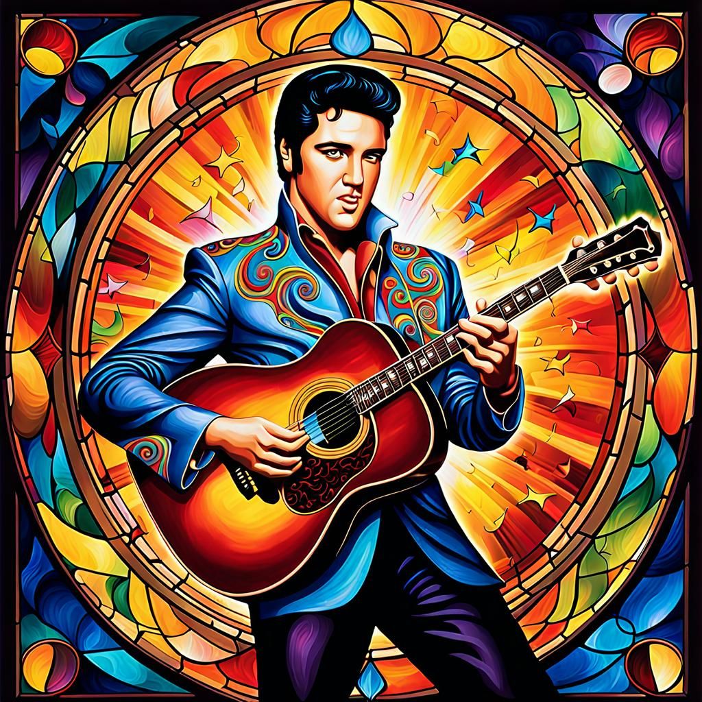 Iconic Elvis Presley Stained Glass Windows - AI Generated Artwork ...