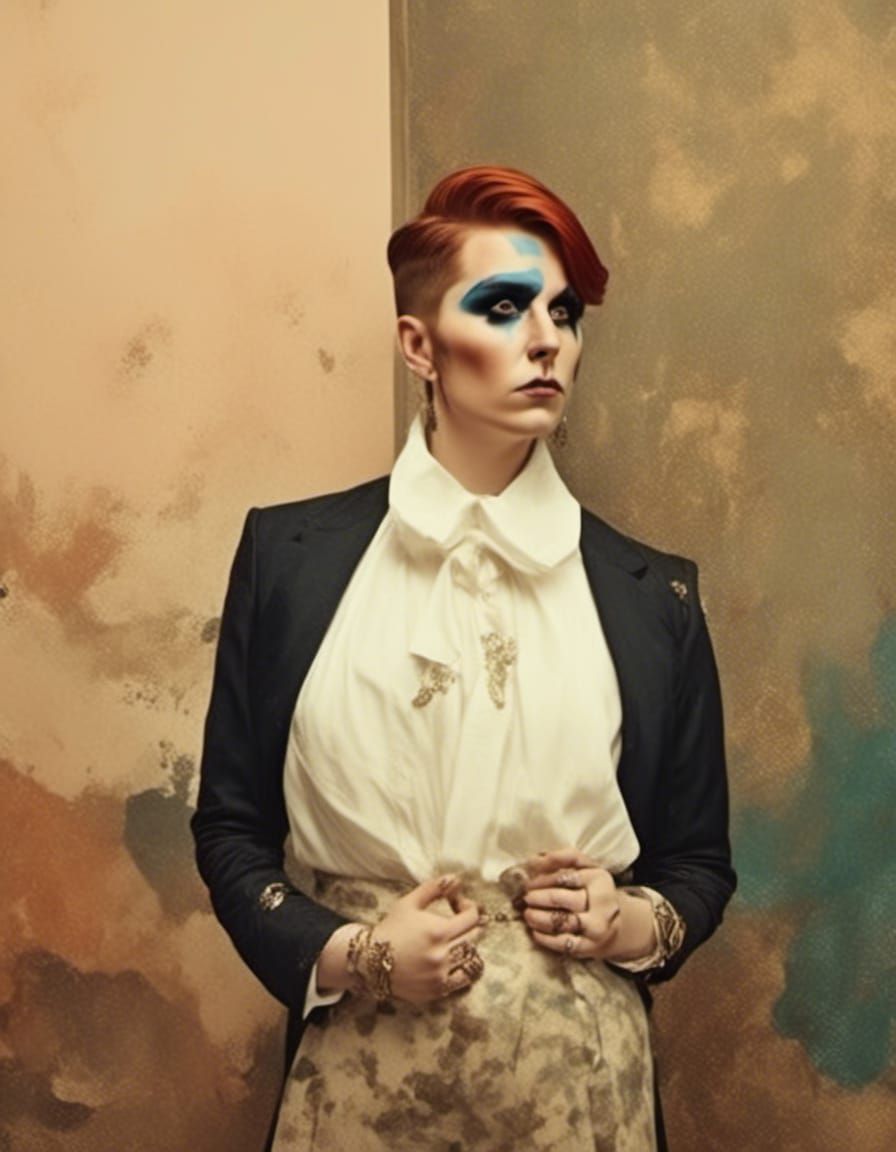 Posing as a drag king in the style of - AI Generated Artwork ...