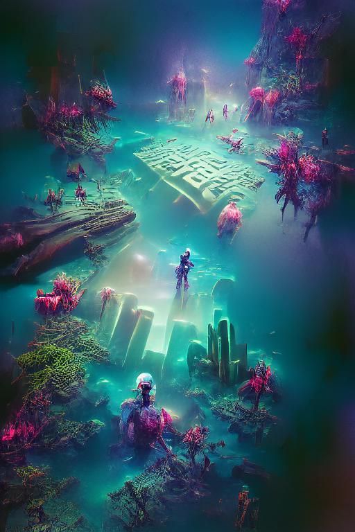 Alien empire under water surrounded by coral reef by Dan LuVisi ...