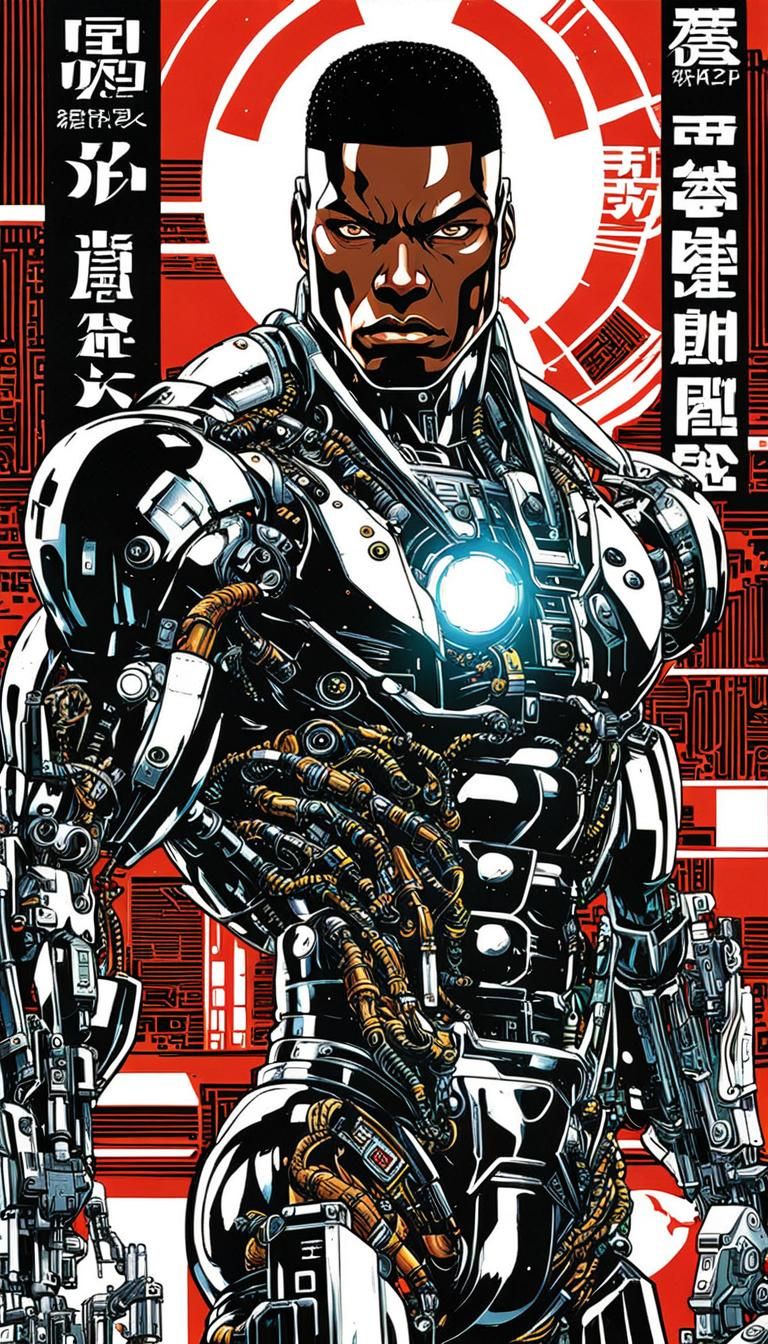 1980s Japanese Sci-fi Magazine Covers , cyborg black man, hyperdetailed, vintage, - AI Generated ...