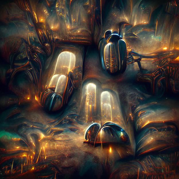 Matrix pods H.R. Giger 8k resolution storybook illustration volumetric ...