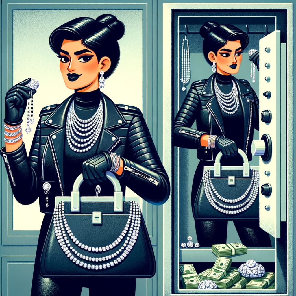 Sultry Female Thief Embodies Greed in Leather Jack... - AI Art