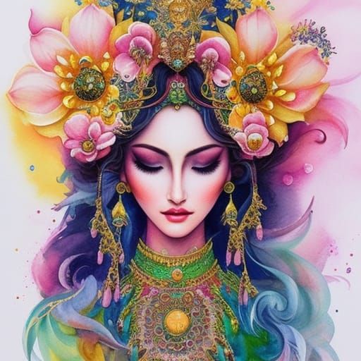 Watercolour floral goddesses - AI Generated Artwork - NightCafe Creator