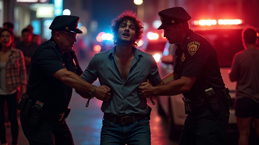 Tense Arrest Scene in Urban Setting - AI Art