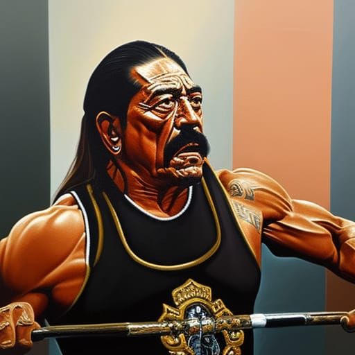 Danny Trejo working out - AI Generated Artwork - NightCafe Creator