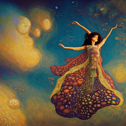 woman dressed as a bride skydiving Amanda Sage Greg Rutkowski Gustav ...