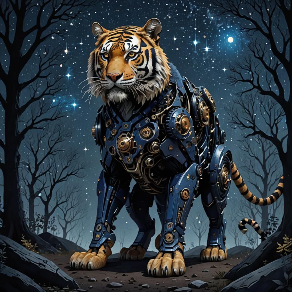 Mech Tiger - AI Generated Artwork - NightCafe Creator