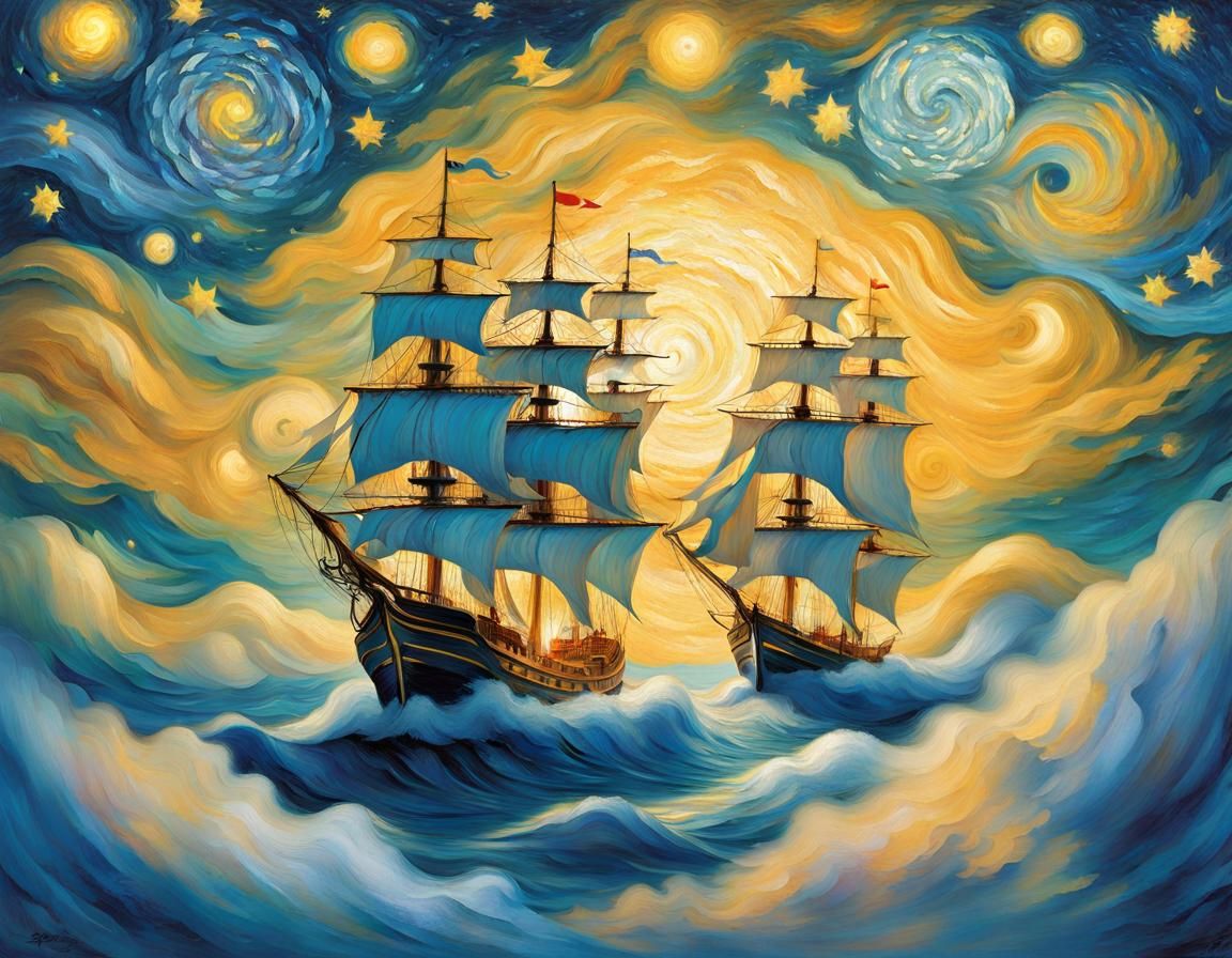 stormy sea on starry night - AI Generated Artwork - NightCafe Creator
