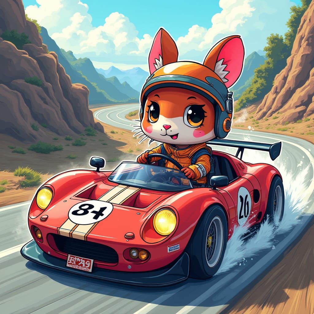 chinchilla drift car - Chinchilla Drifting Car in Pop Art St...