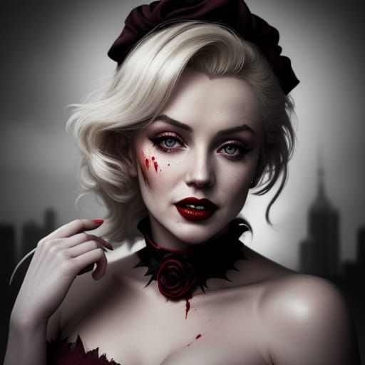 Seductive Vampire Marilyn Monroe in Moody New York... - AI Art