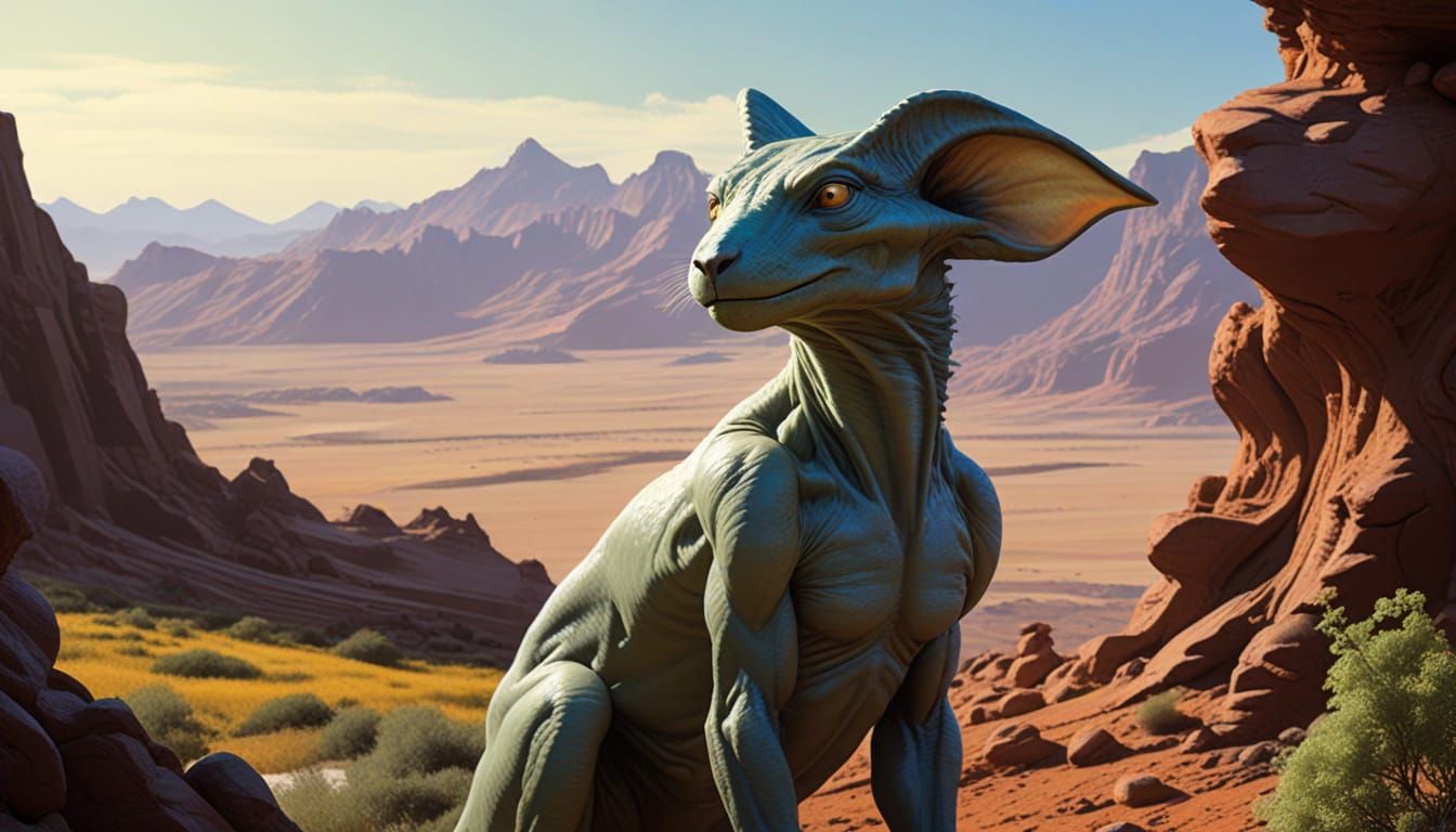 Alien worlds #17 - Futuristic Furry Alien in a Dystopian Lan...