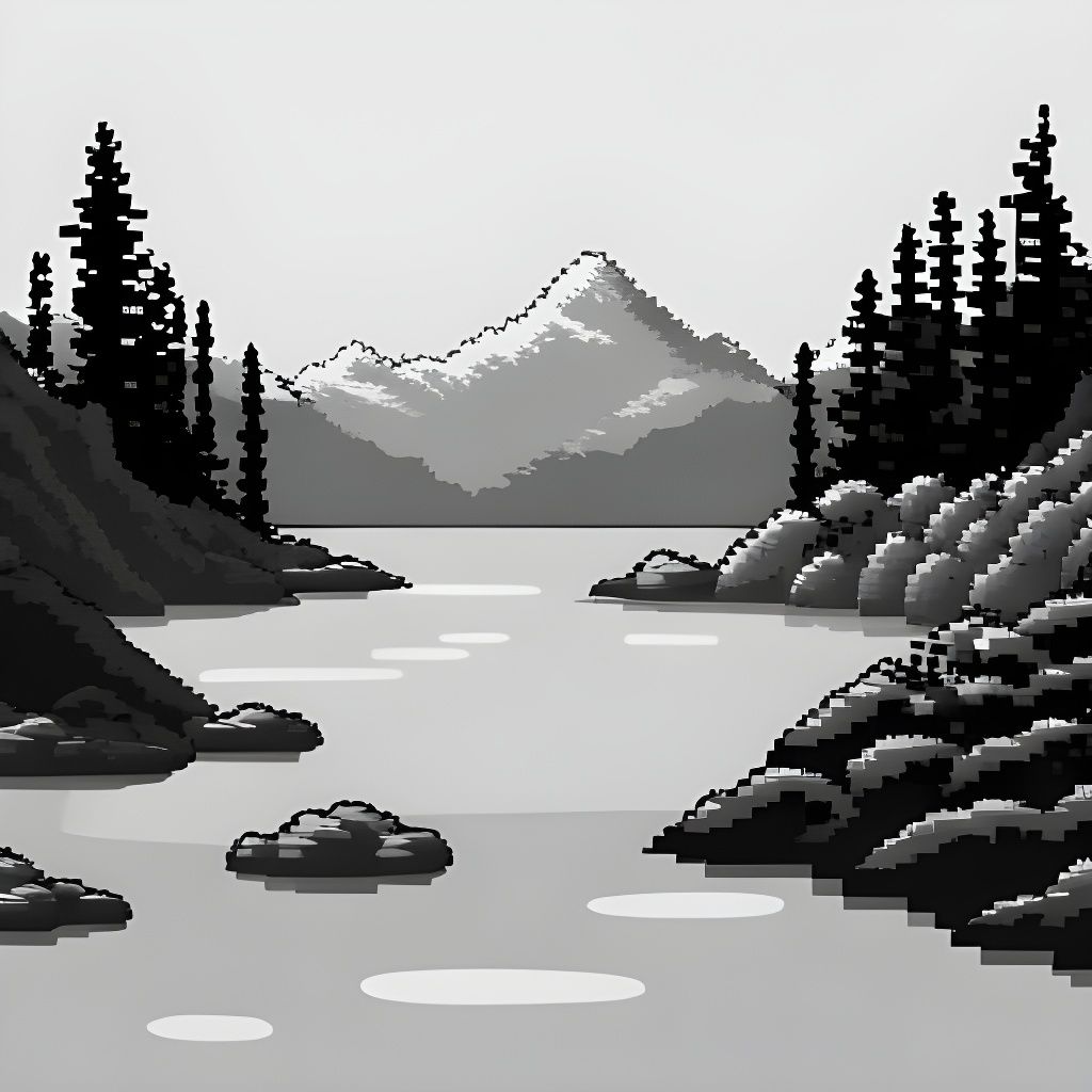 Monochromatic Pixel Art Landscape 3 - AI Generated Artwork - NightCafe ...