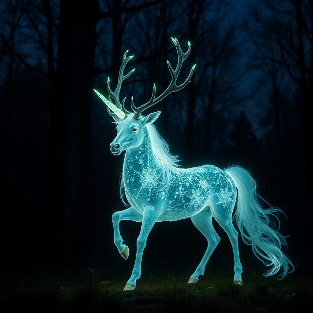 Luminous Forest Mythical Creature - AI Art