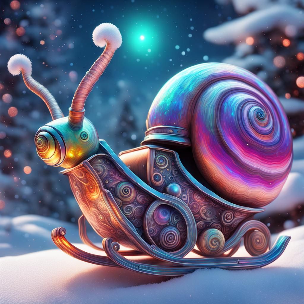 Anodized robotic snail - AI Generated Artwork - NightCafe Creator