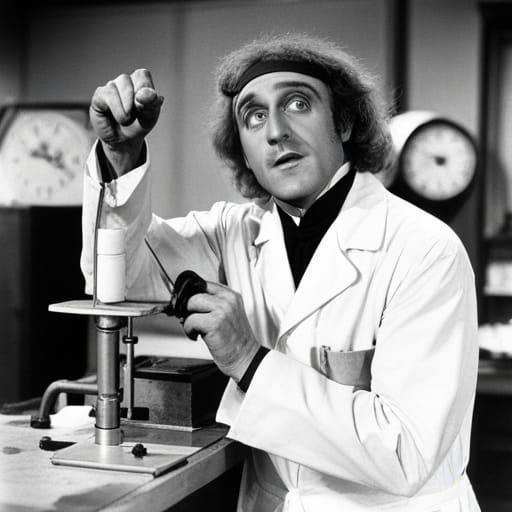black and white mad scientist from the movie "young Frankenstein" (1974 ...