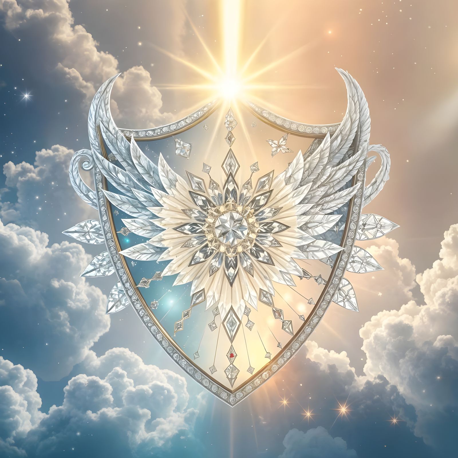 Angels Shield - Divine Celestial Shield in Radiant White an...