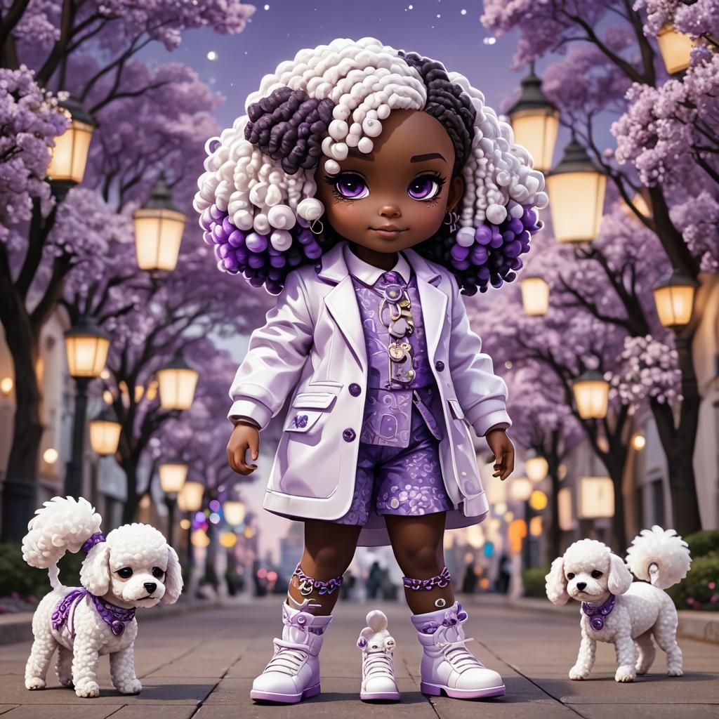 Realistic illustration of a beautifully American black chibi 6 year old ...