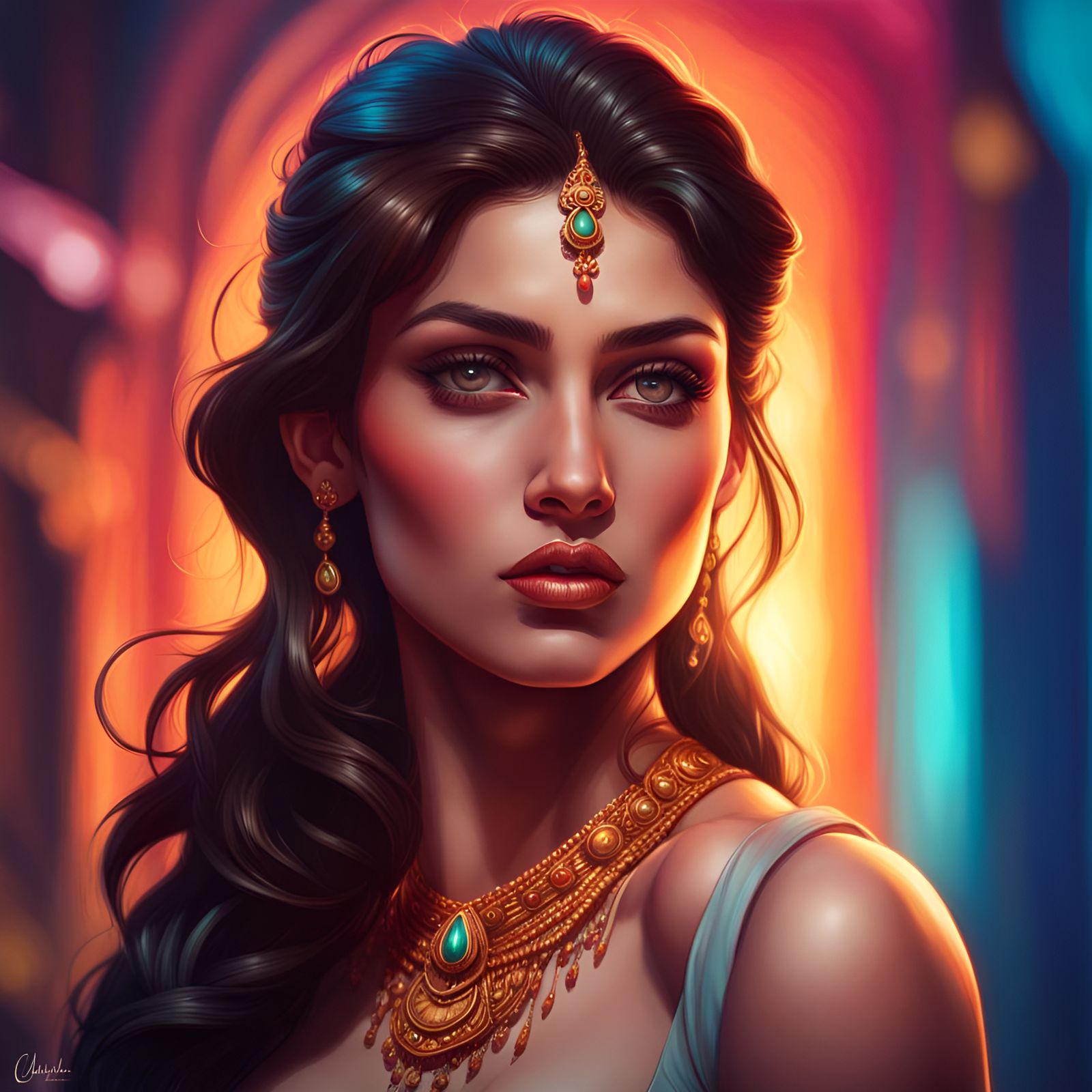 Glamourous Young Indian Pin Up Girl With Vibrant Hazel Eyes Head And