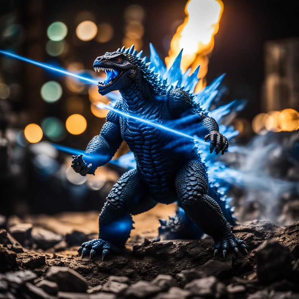 Godzilla shooting his blue beam - AI Generated Artwork - NightCafe Creator