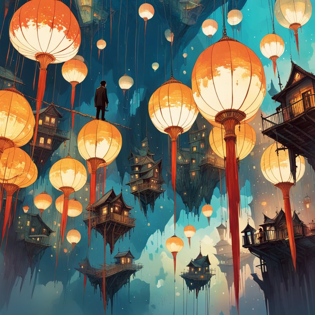 Sky village - AI Generated Artwork - NightCafe Creator
