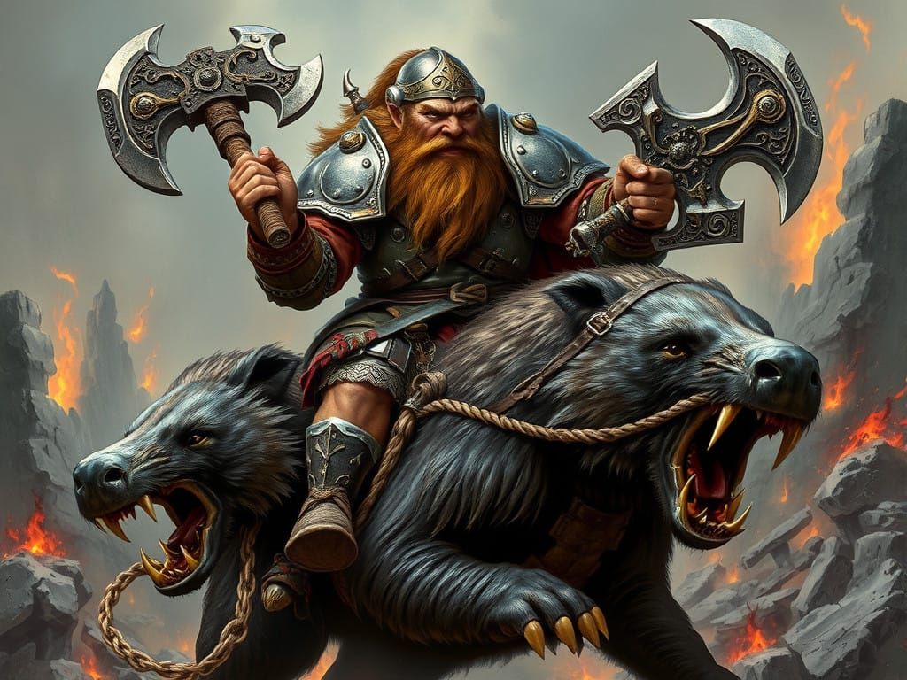 A non-standard dwarf warrior - Dwarf Warrior on Dire Badger ...
