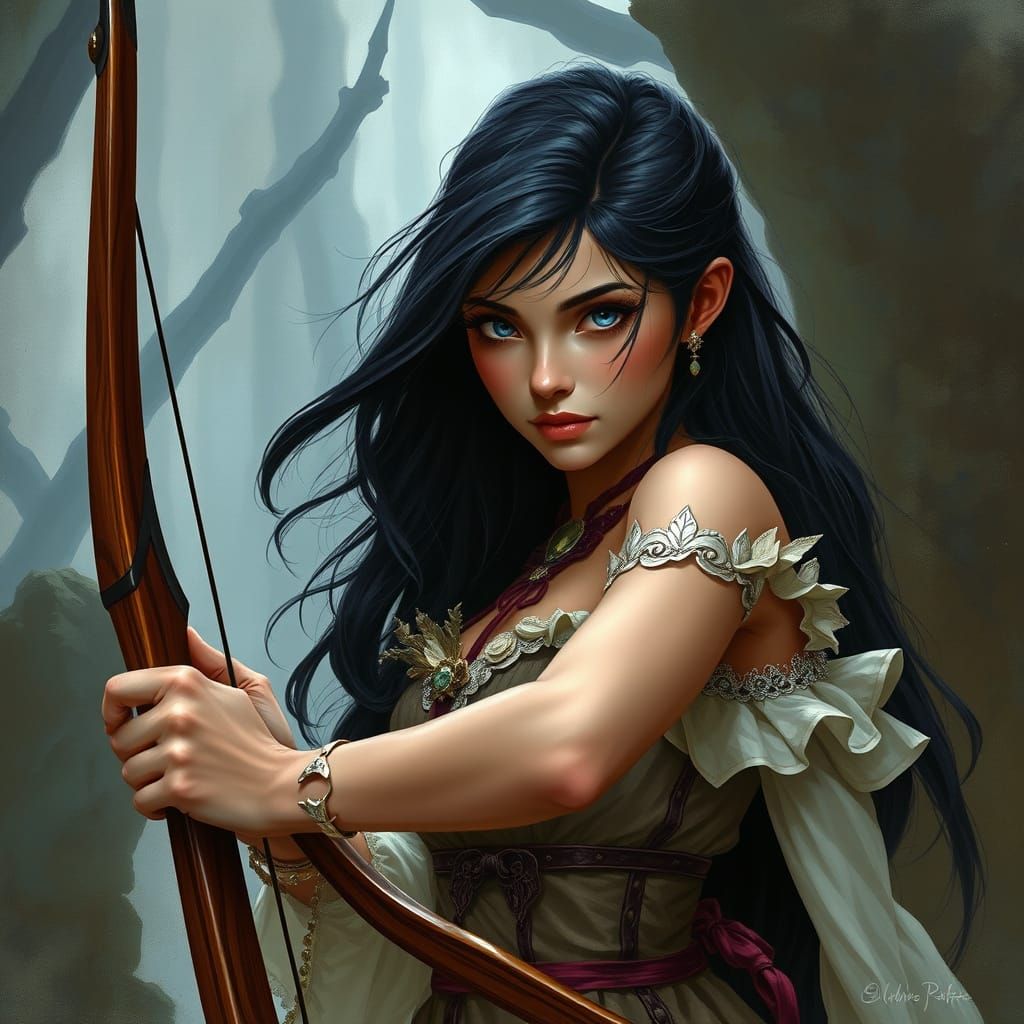 Fantasy Princess Archer in Realistic Digital Art - AI Art