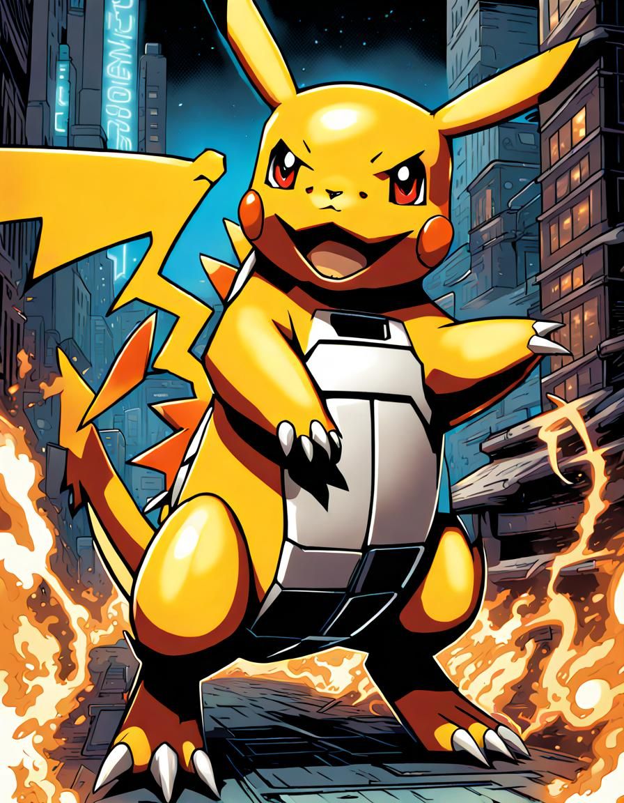 A robotic pikachu A charizard - A robotic pikachu A charizar...
