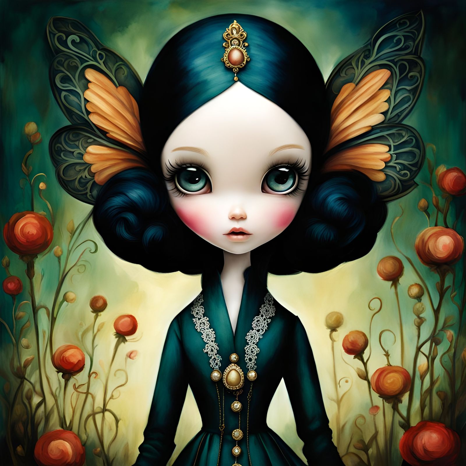 Intricate detailed Digital watercolor illustration of an adorable ...