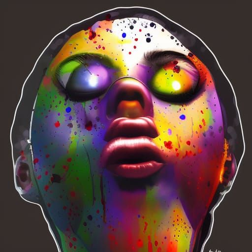 scientific dope ink-splatter, puddle face reflection - AI Generated ...