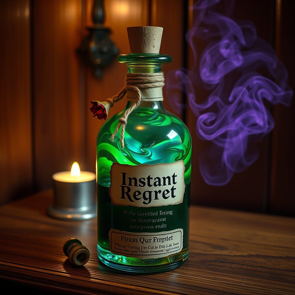 Potion of Instant Regret - Ethereal Potion Bottle in Soft Ca...