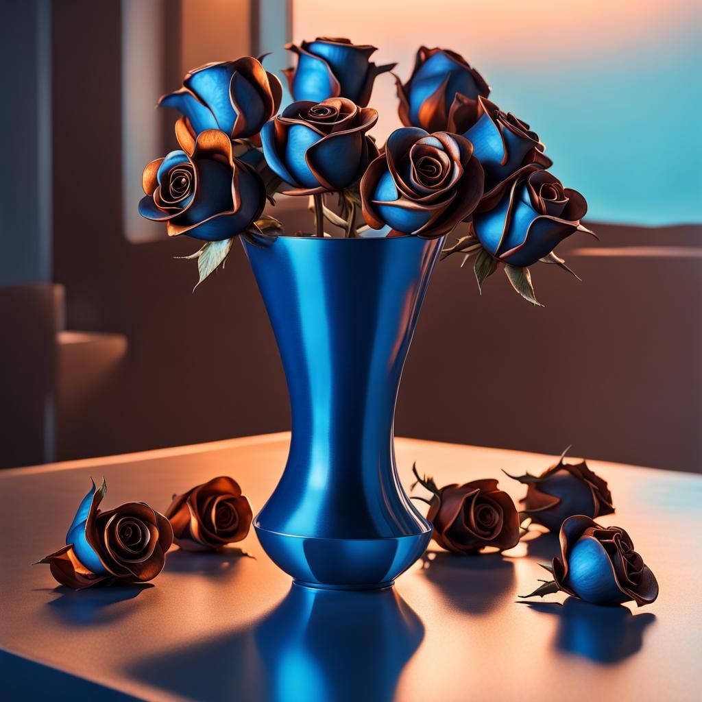 A dozen of Iron rusted roses. - AI Generated Artwork - NightCafe Creator