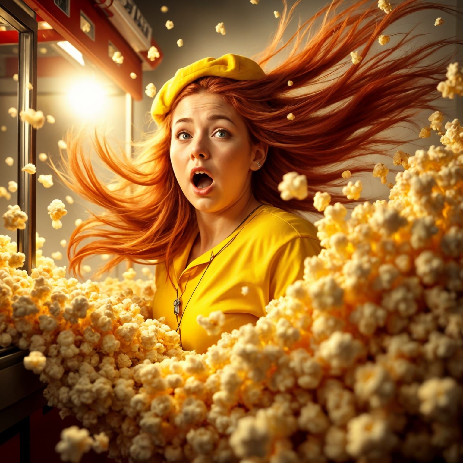 Popcorn Flying Everywhere! - Hyperrealistic Popcorn Chaos Be...