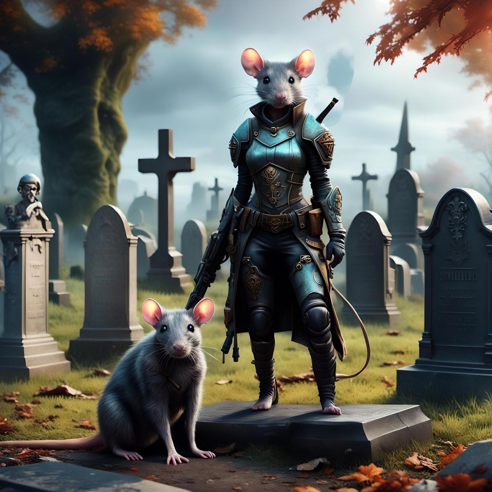 Ratlady With Rat Familiar - AI Generated Artwork - NightCafe Creator