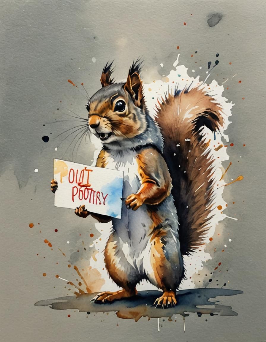 a squirrel holding a protest sign - AI Generated Artwork - NightCafe ...